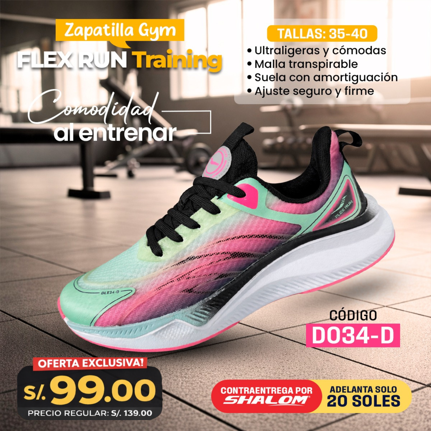 Zapatillas Gym Flex Run Training – DO34 – NEXTTV PERU